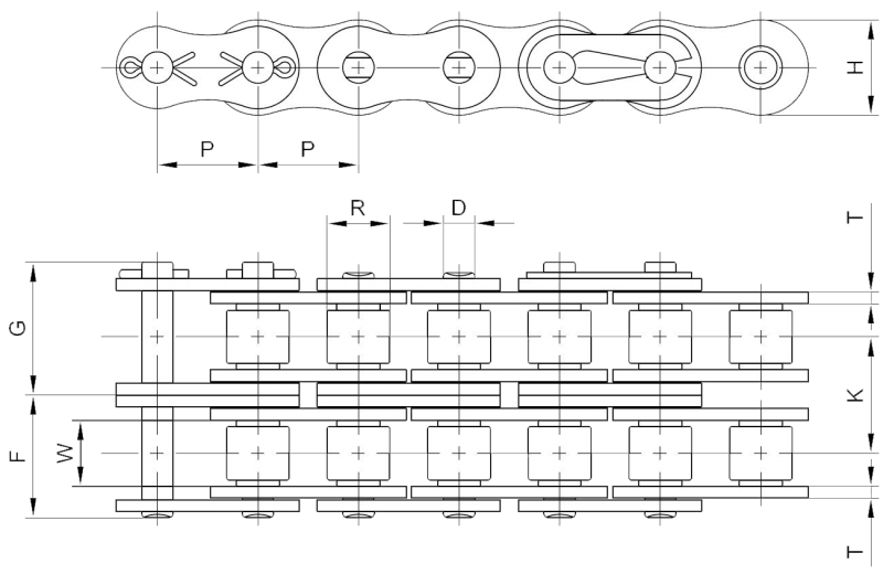 Roller Chain Size Chart | Roller Chain Dimensions Chart - PEER Chain